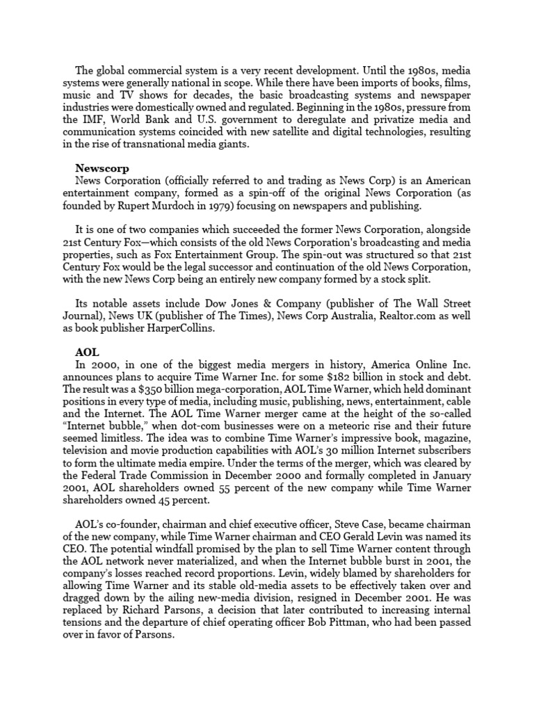 Newscorp AOL Viacom Star | PDF | News Corporation | Companies