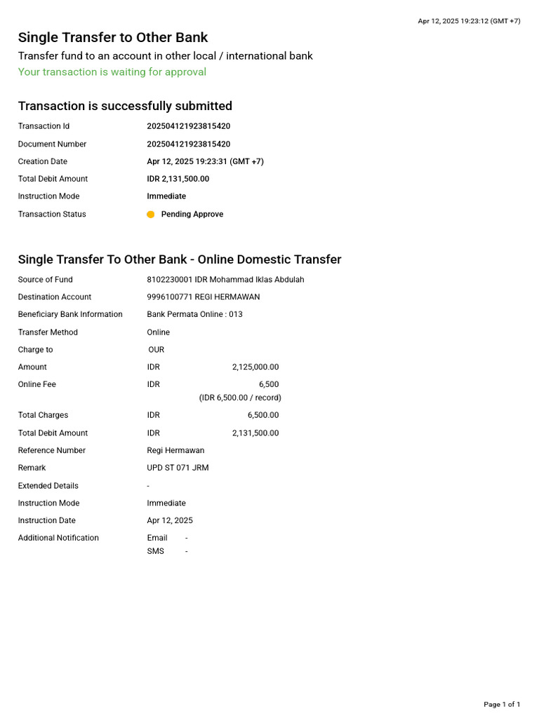 Single Transfer To Other Bank 14 | PDF