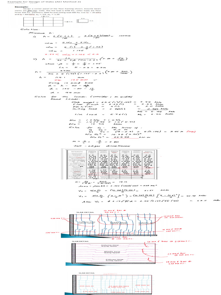 Example for Design of Slabs ACI Method 2 | PDF