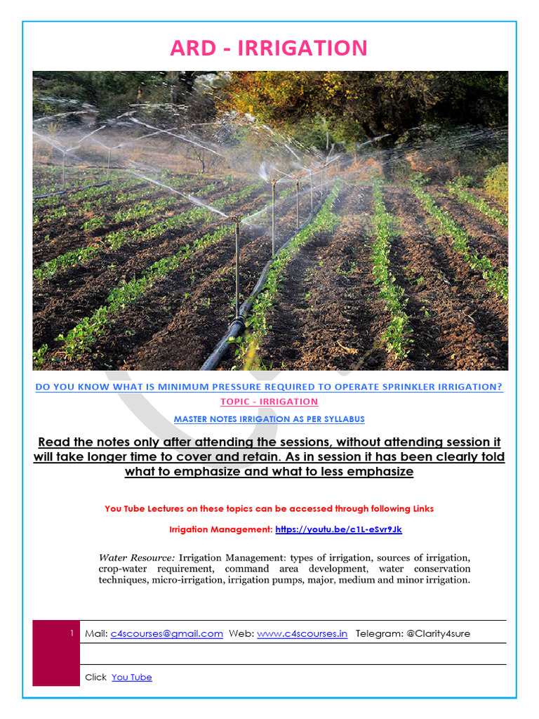 NABARD Master Notes Irrigation C4S Lyst1740659158085 | PDF | Irrigation ...