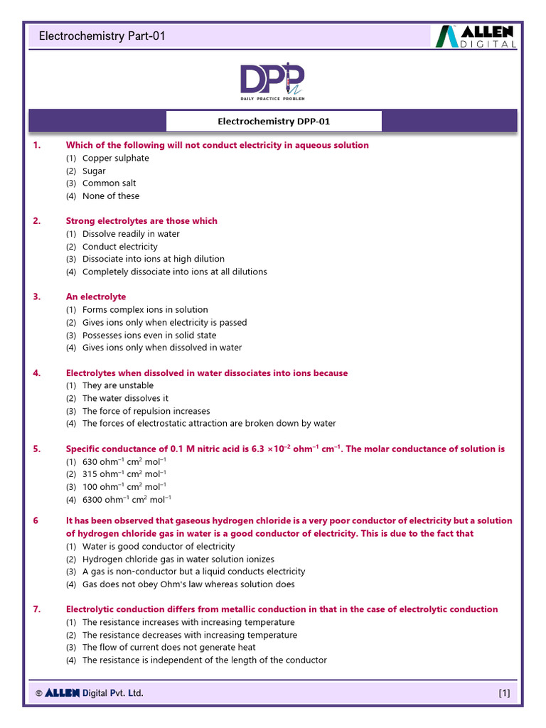 All DPP | PDF | Electrochemistry | Redox