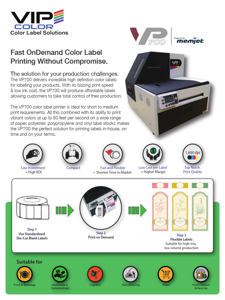 VP700 Sales Brochure 2020 (En) R1-01 | PDF | Printer (Computing)