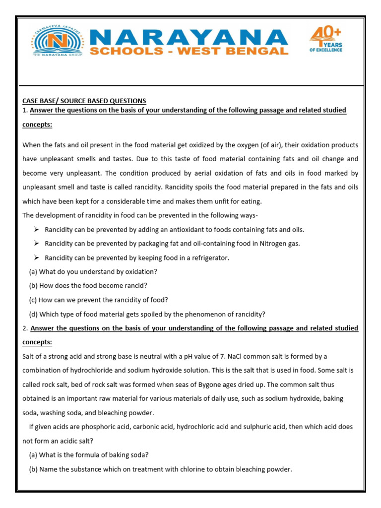 Class 10 - Chemistry - Summer Vacation - HHW - 2025 | PDF | Acid | Magnesium