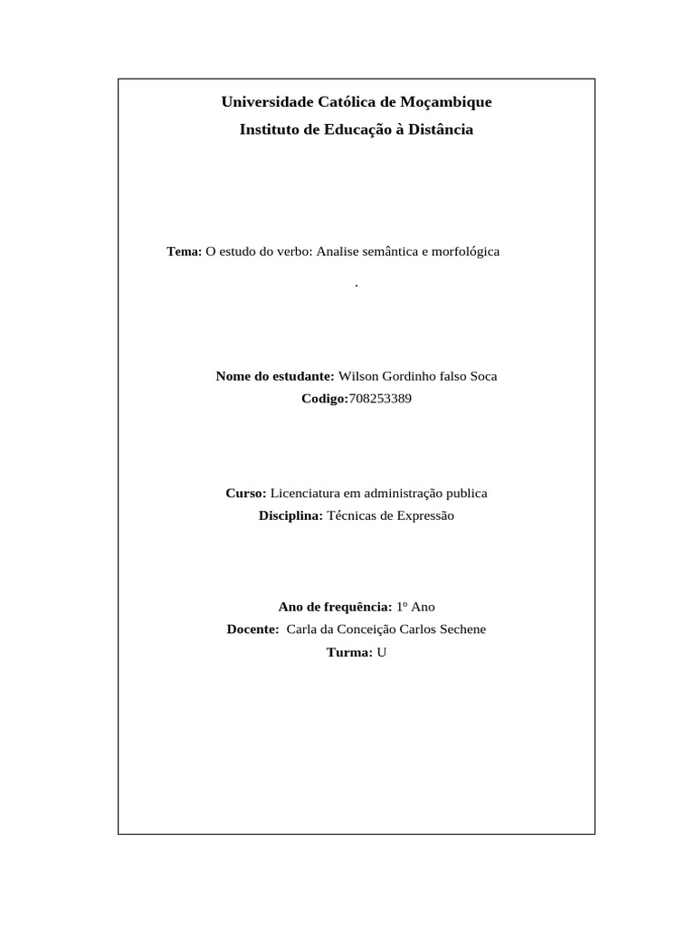 Tecnica de Expr. Trab1 | PDF | Tipologia linguística | Morfologia linguística