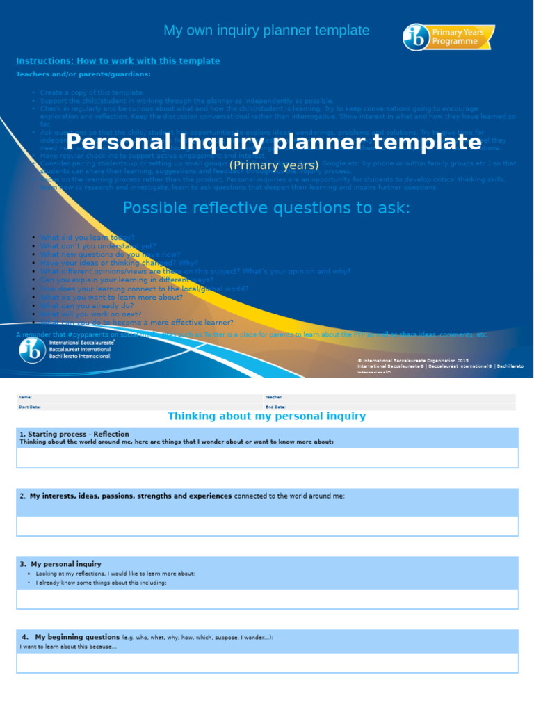 Personal Inquiry Planner Template Two.v2 | PDF | Learning | Cognition