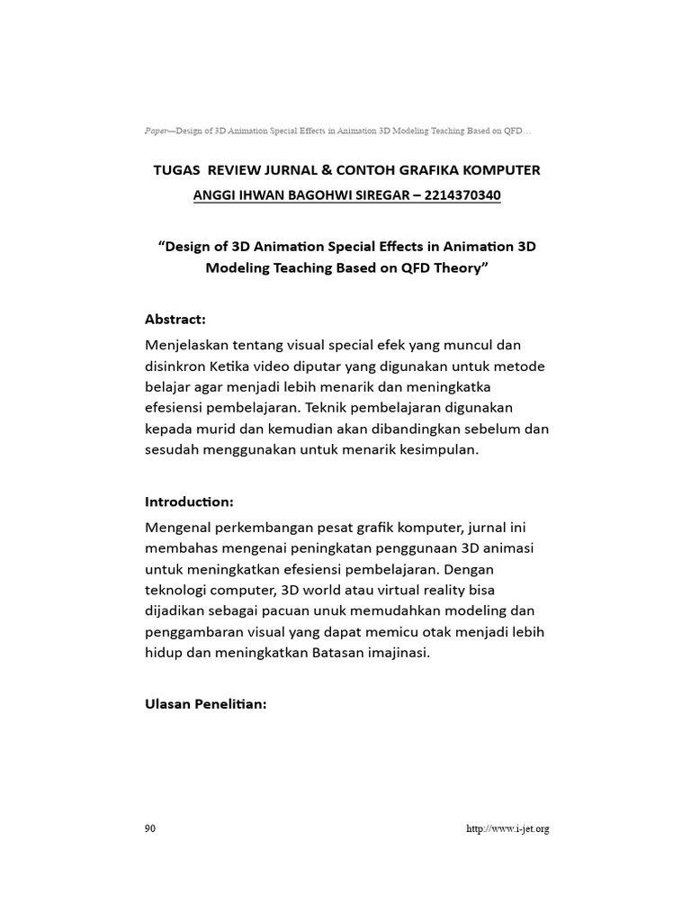 Tugas Review Jurnal & Contoh | PDF | 3 D Computer Graphics | Multimedia