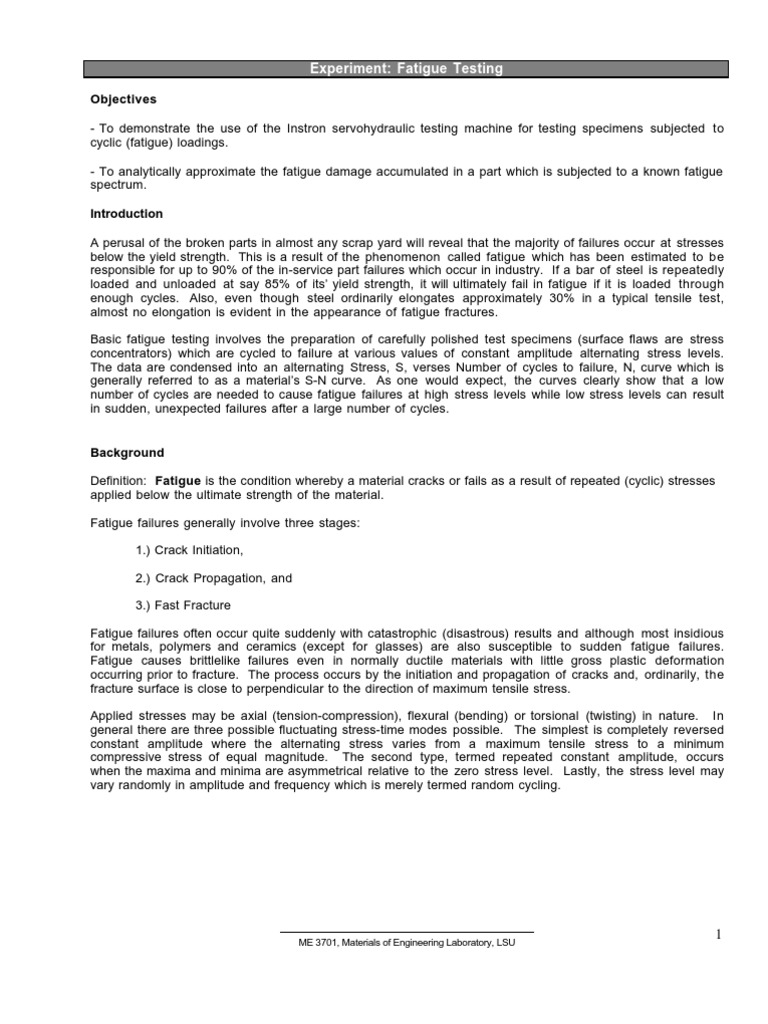 Fatigue Test | PDF | Fatigue (Material) | Fracture
