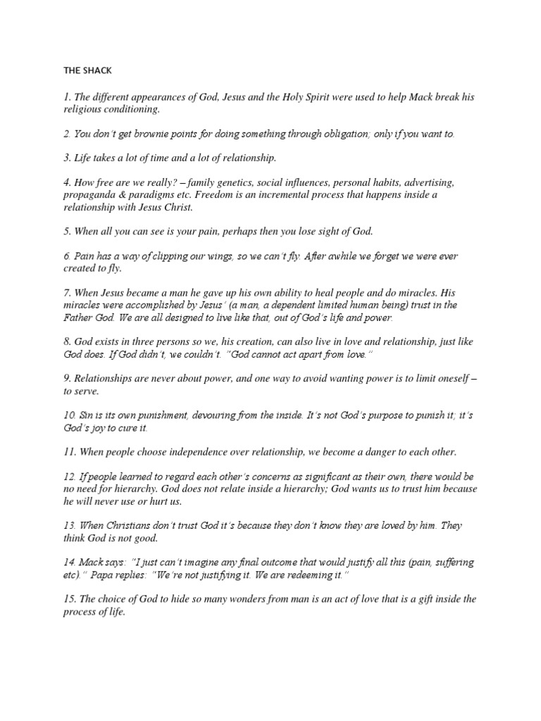 The SHACK Elements | PDF | Good And Evil | God