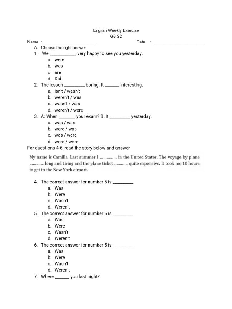 English Weekly Exercise G6 S2 Fransiskus US 2025 | PDF | Fashion | Clothing