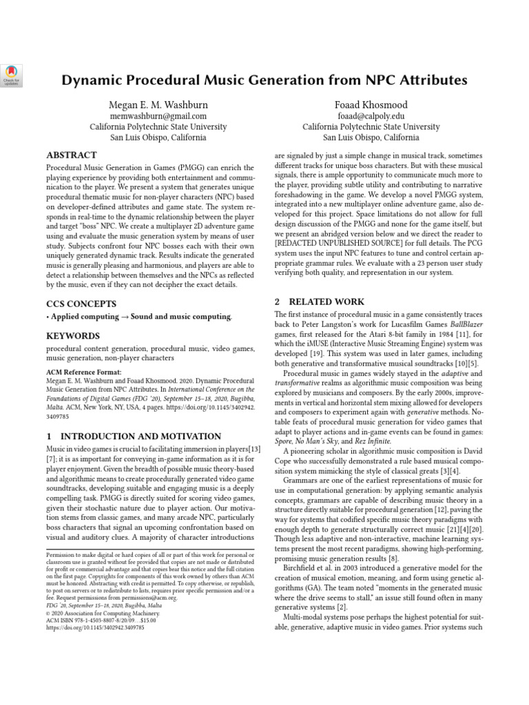 Dynamic Procedural Music Generation From NPC | PDF | Mode (Music) | Chord (Music)