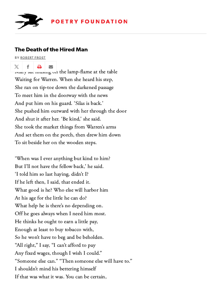 The Death of the Hired Man | PDF