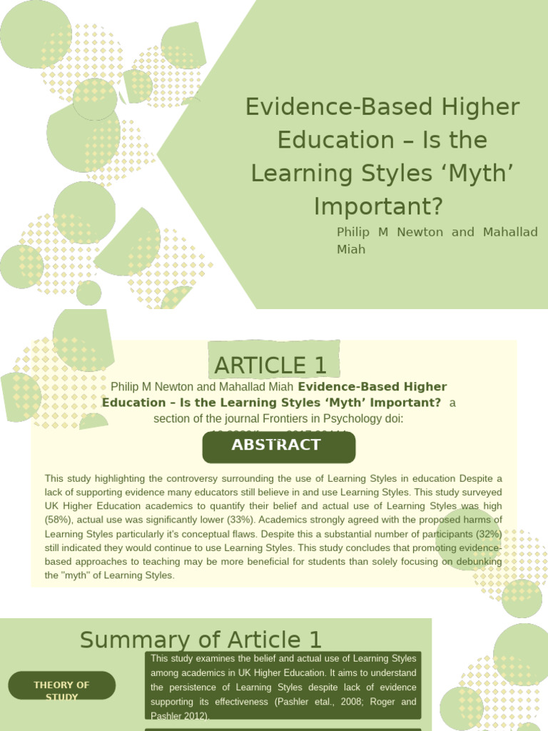 Learning Styles Article 1 | PDF | Learning Styles | Survey Methodology