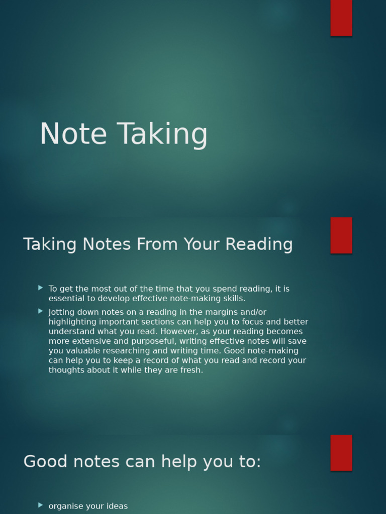 Note Taking While Reading | PDF | Human Communication