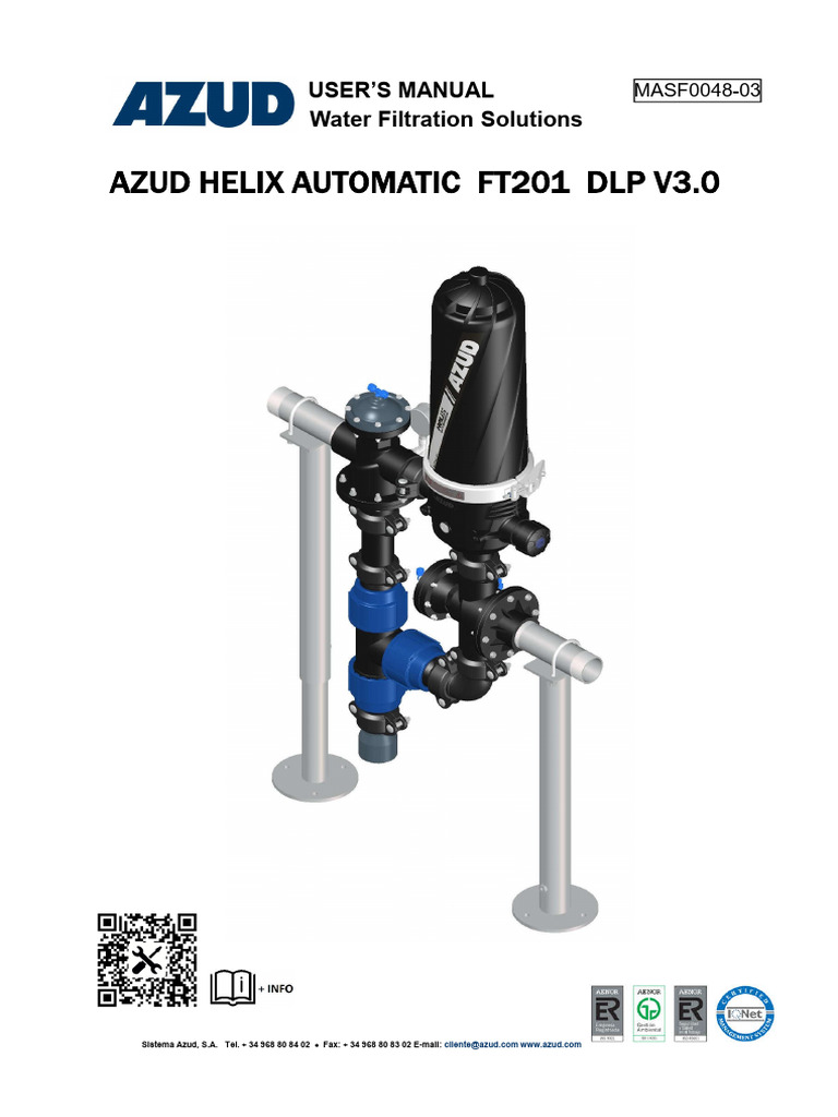 AZUD Helix Automatic Filter Manual | PDF | Valve | Filtration
