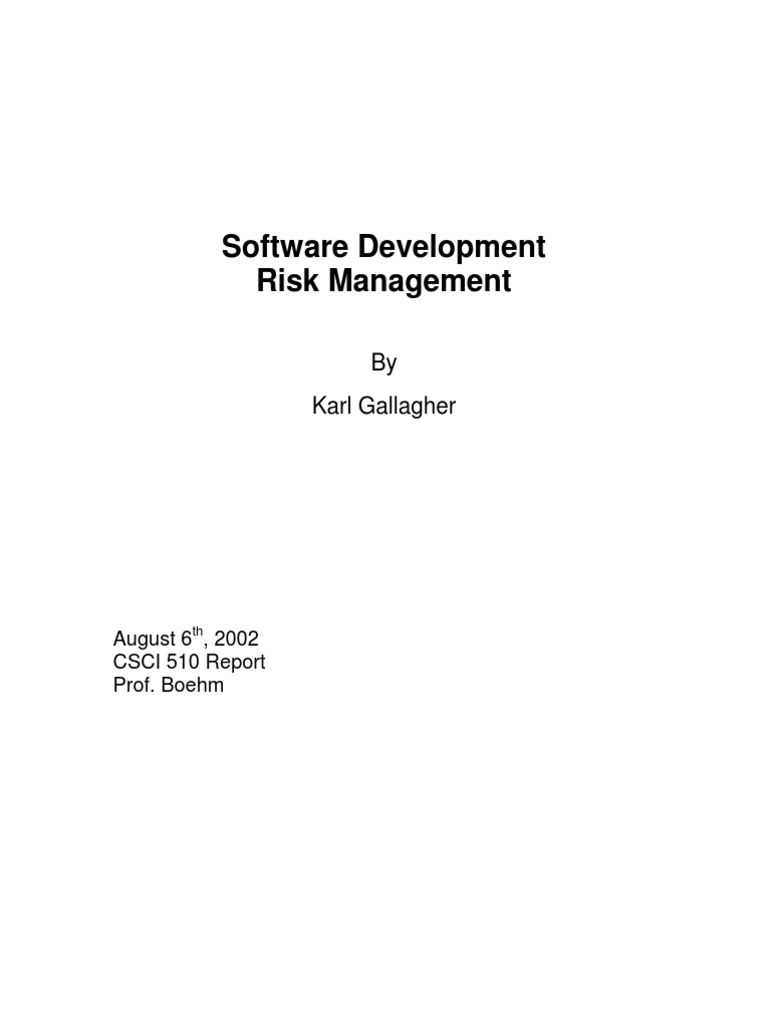 Software Development Risk Management: by Karl Gallagher | PDF | Risk ...