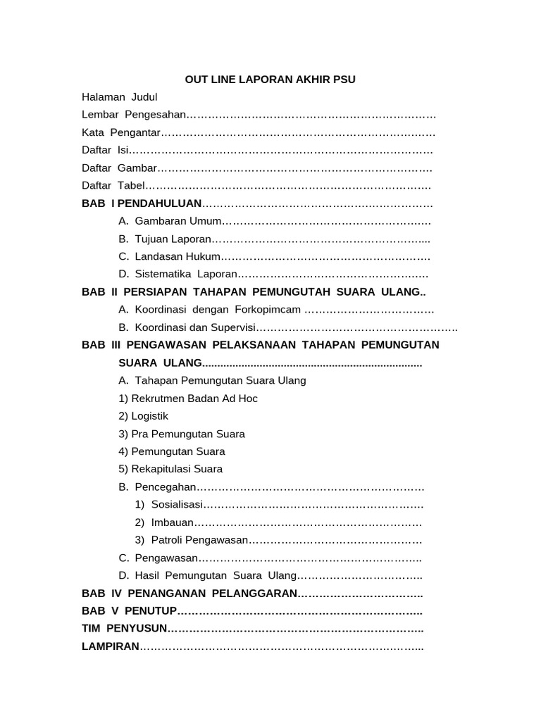 Out Line Laporan Akhir Psu | PDF