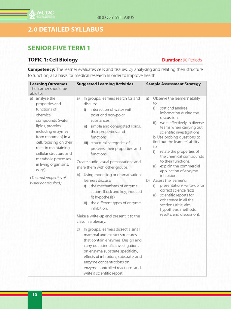 Cell Biology Syllabus Overview | PDF | Enzyme | Cell (Biology)