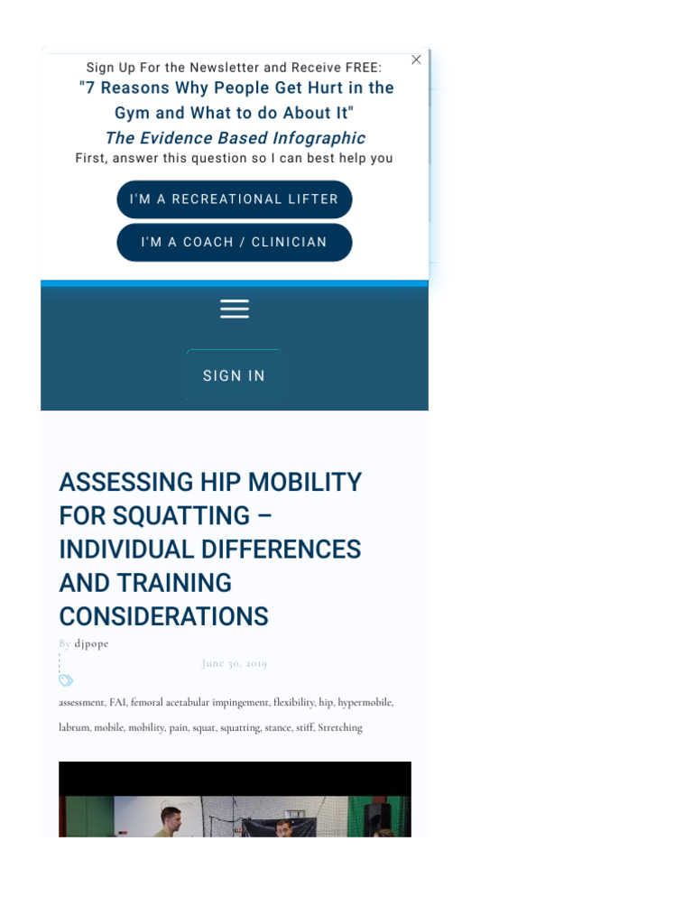 Assessing Hip Mobility for Squatting - Individual Differences and Training Considerations ...