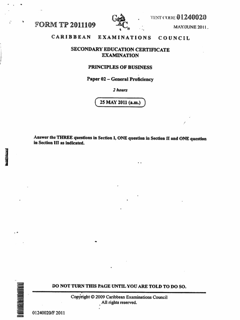 Csec Pob Mayjune p2 2011 | PDF