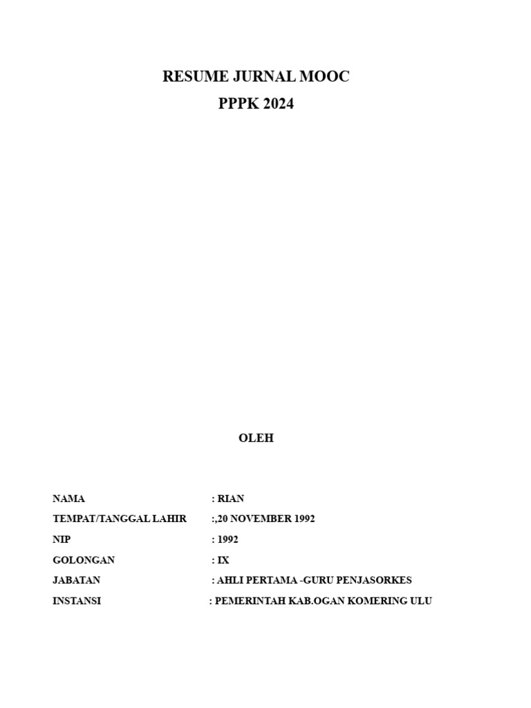 Resume Pelatihan PPPK 2024 dan Kebangsaan | PDF