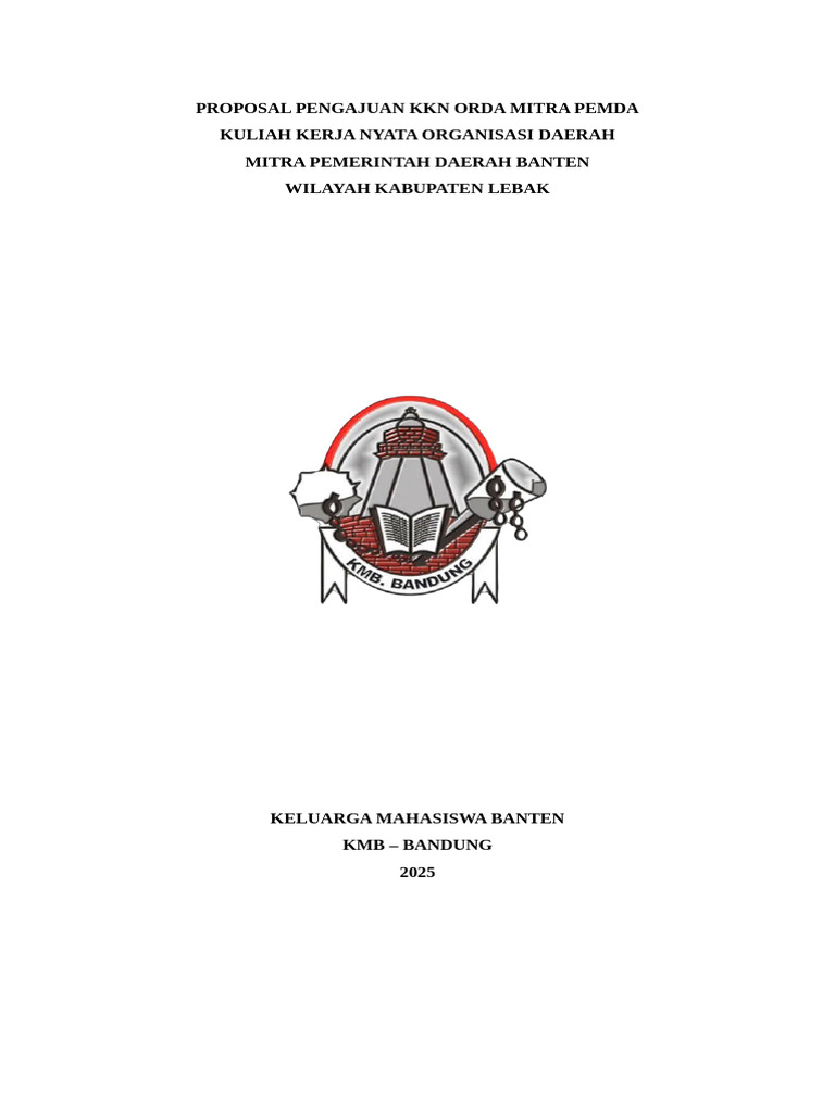Proposal Pengajuan KKN Orda Mitra Pemda Banten 2025 | PDF