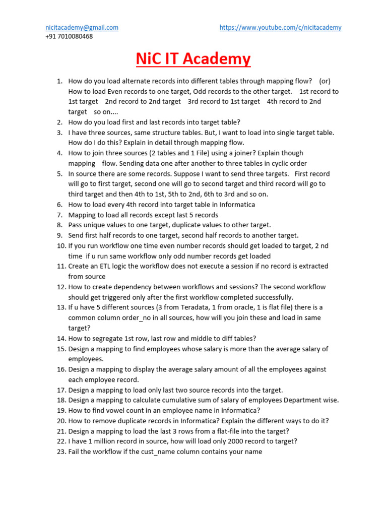 Informatica Scenario Based Interview Questions | PDF | Computer Data | Computing