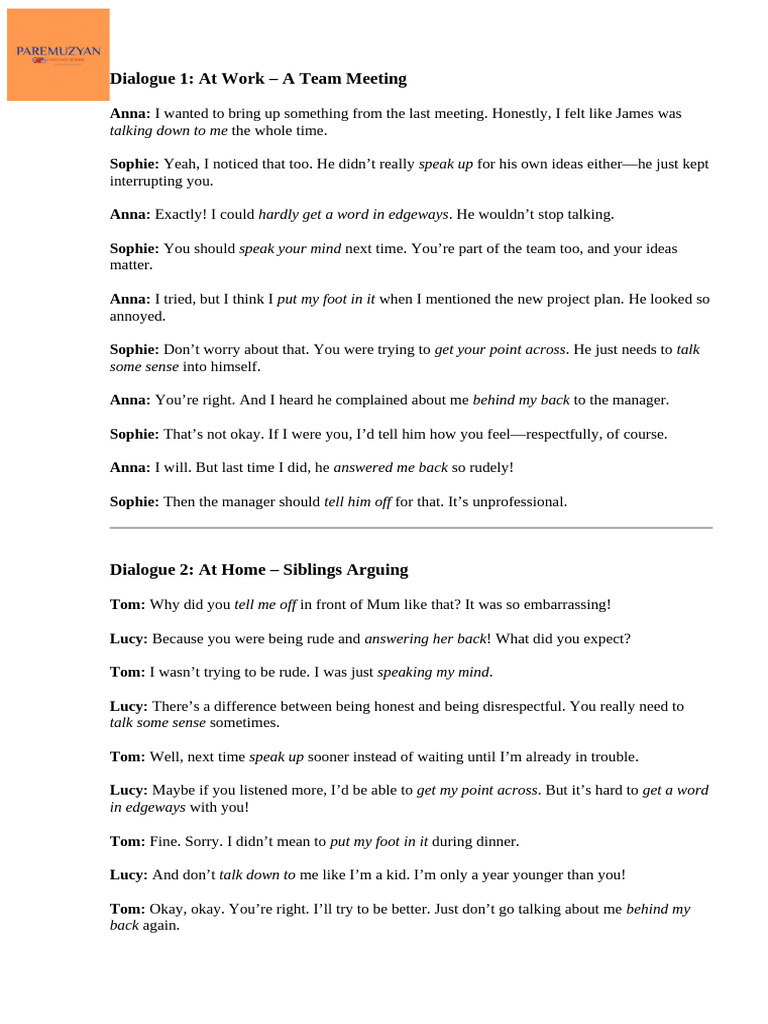 Dialogues - Phoning - Texting | PDF