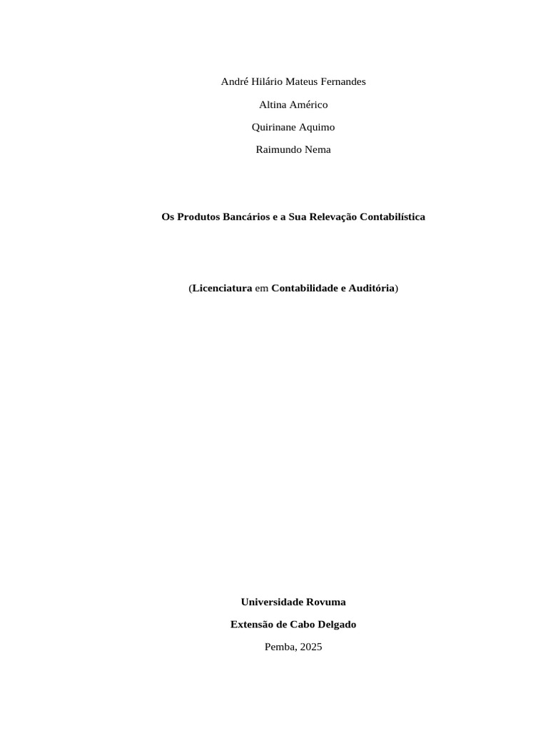 Produtos Bancarios V2 Andre | PDF | Empréstimos | Crédito