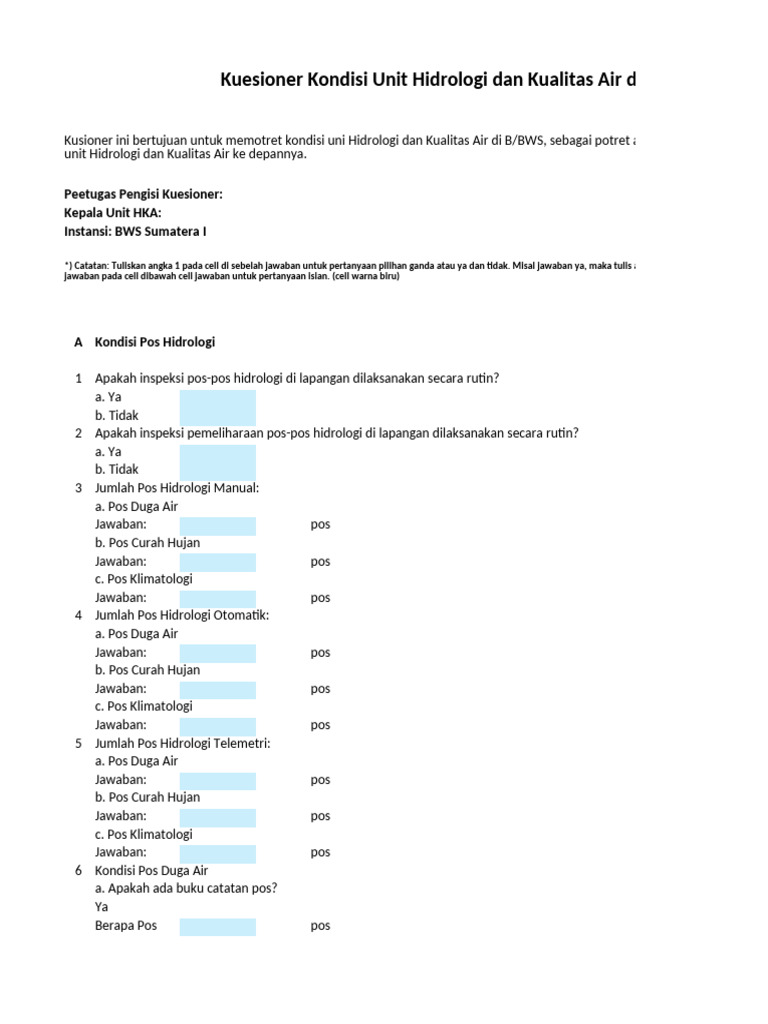 Template Kuesioner 9apr2025 | PDF