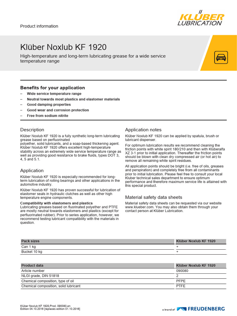 57e47085d464b KL Ber Noxlub KF 1920 090080 PI GB GB | PDF | Lubricant | Chemical Substances