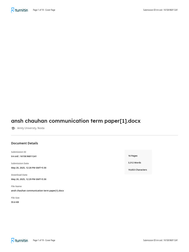 Ansh Chauhan Communication Term Paper | PDF | Citation | Quotation Mark