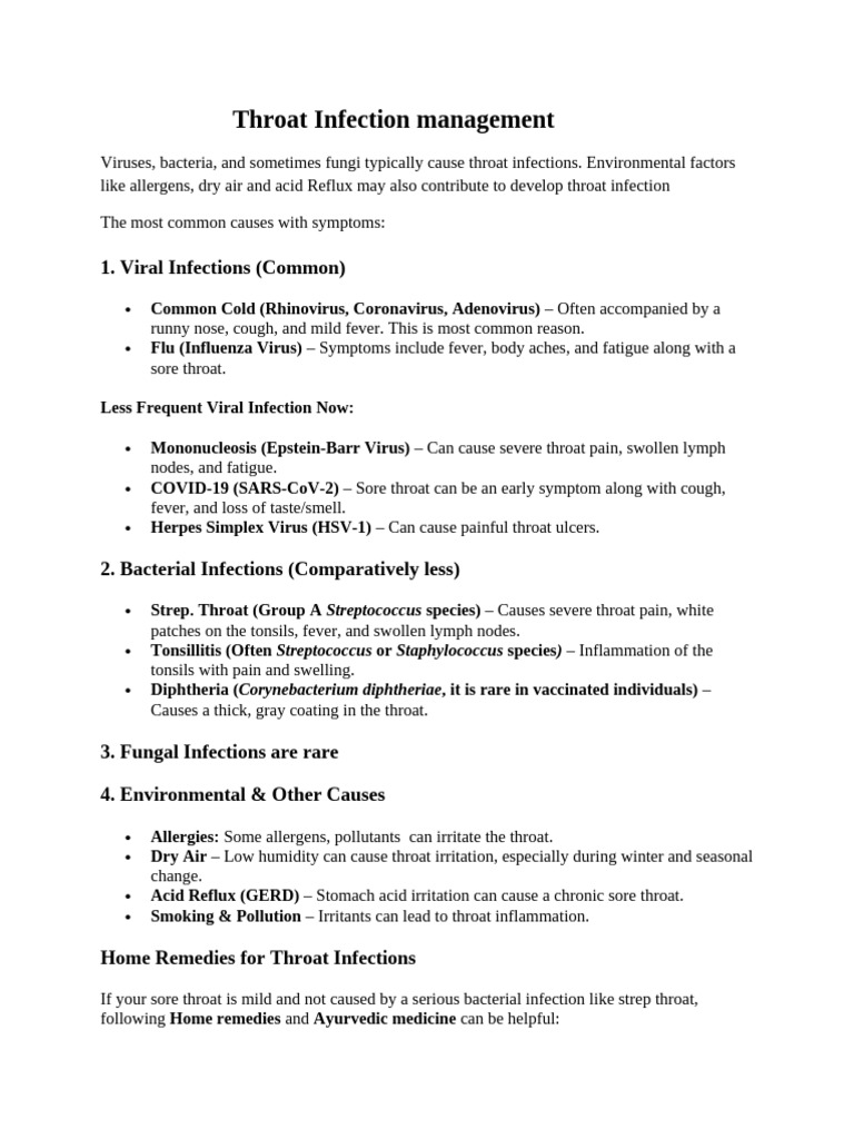 Common Causes of Throat Infection | PDF | Clinical Medicine | Immunology