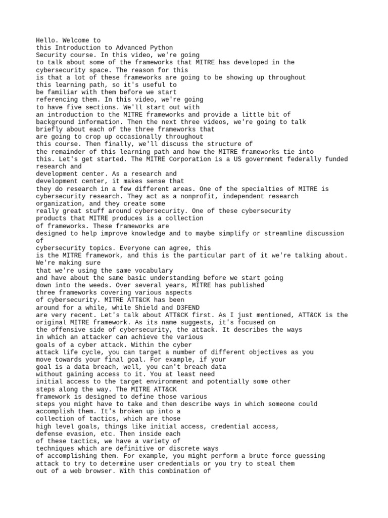 01 - 03 - Introduction To Mitre Att CK and Shield - en | PDF | Computer Security | Security