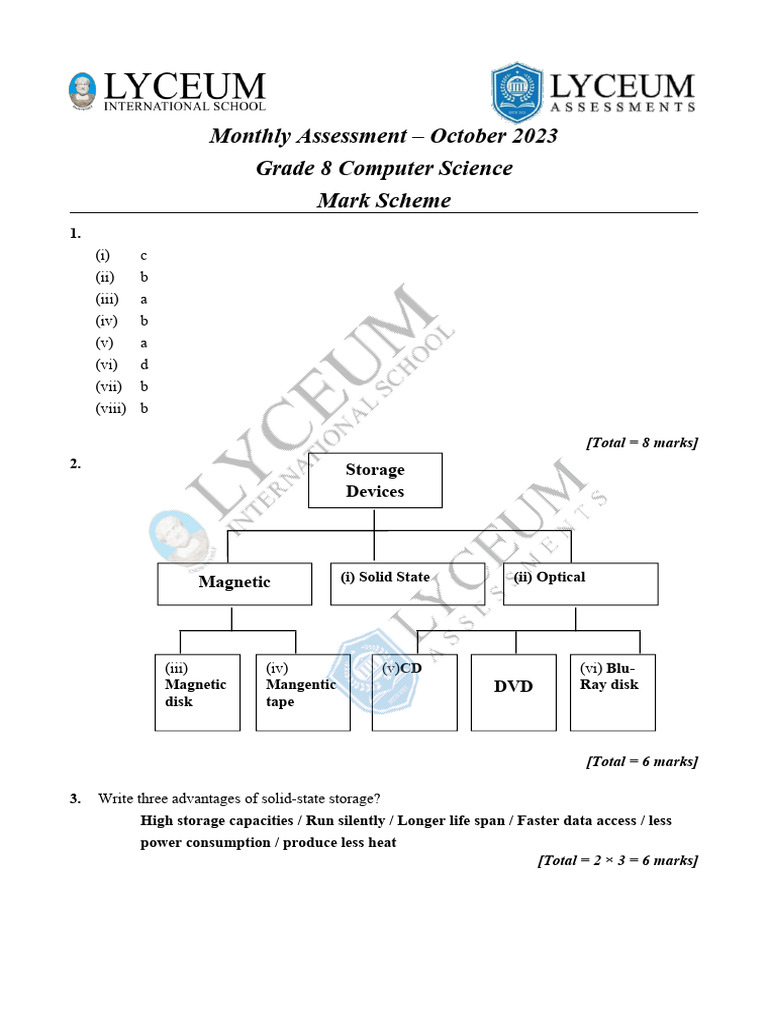 Grade 8 Computer Science MS | PDF | Computer Data Storage | Usb Flash Drive