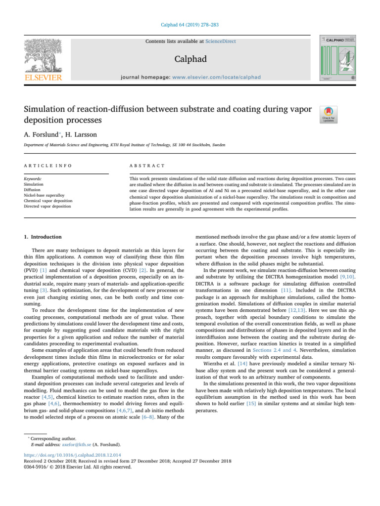 Simulation of Reaction-Diffusion Between Substrate and Coating During ...