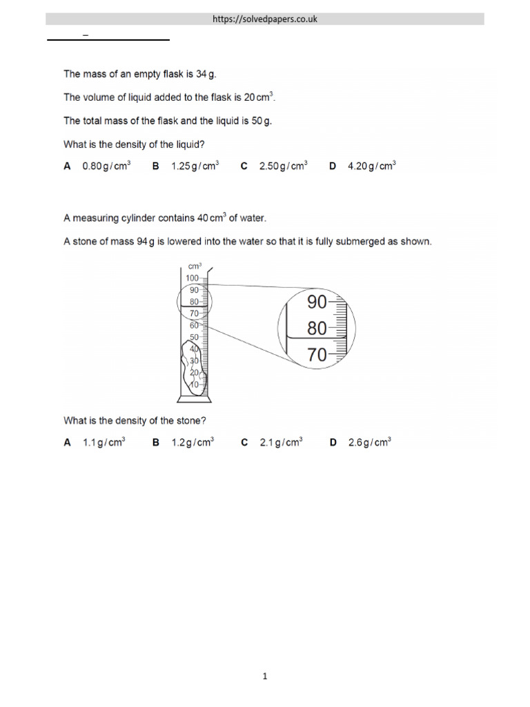 2021 J Density Igcse 0625 | PDF