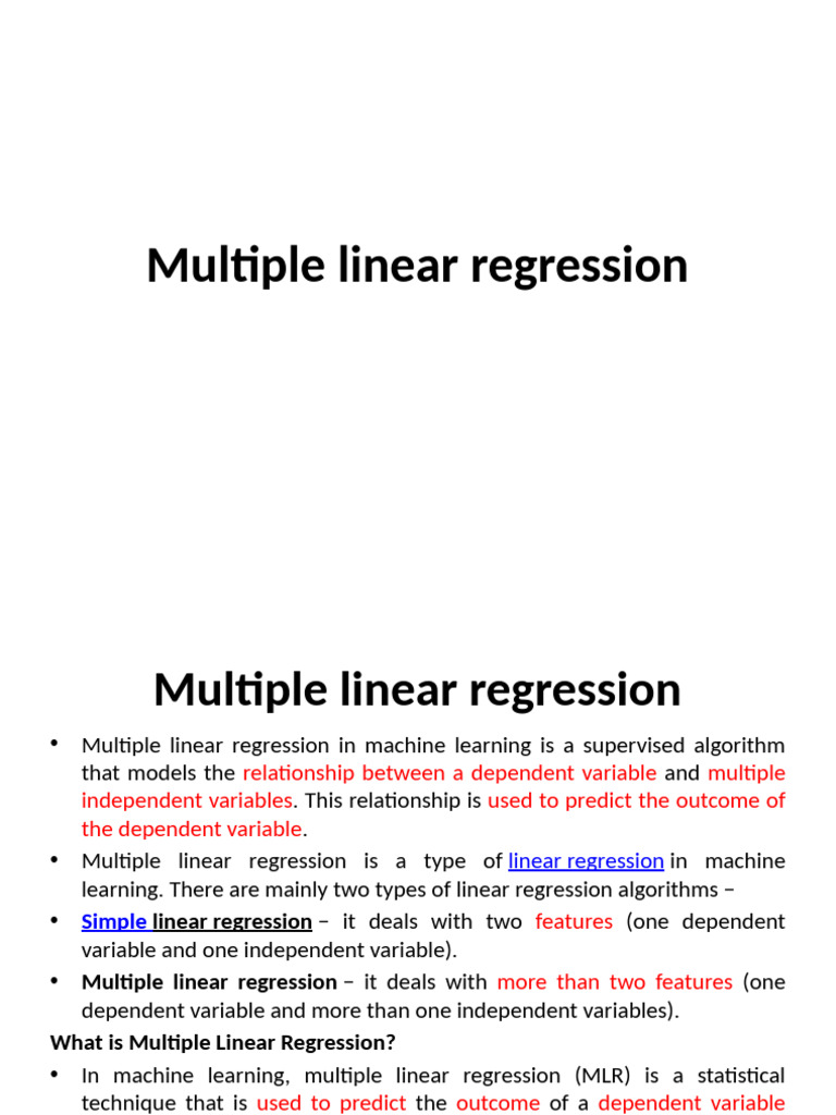 Multiple Linear Regression | PDF | Linear Regression | Dependent And Independent Variables