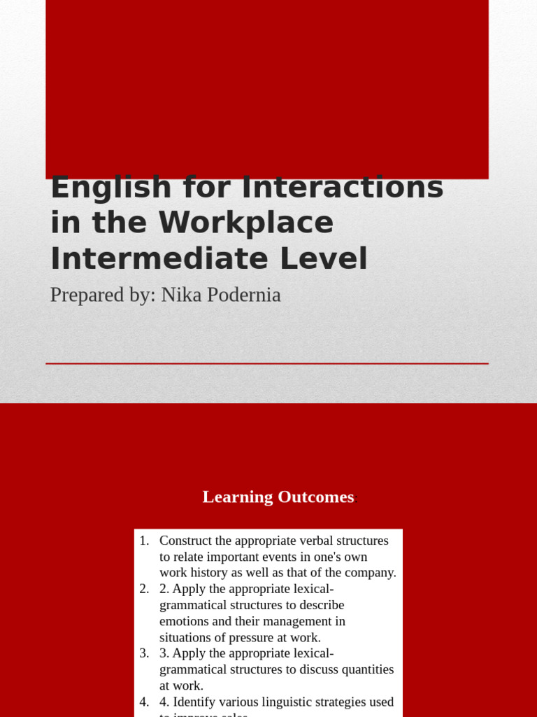 English For Interactions in The Workplace Intermediate Level | PDF