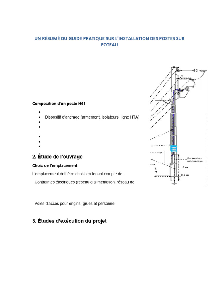 Installation des postes H61 sur poteau | PDF | Transformateur ...