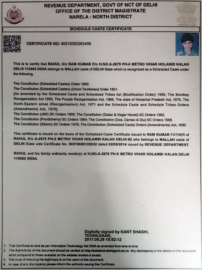 My Caste Certificate | PDF