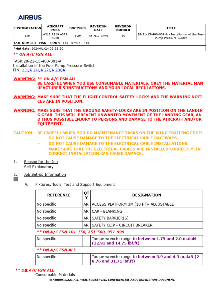 AIC - A318 - A319 - A320 - A321 - AMM - FSN - 413 - 01-Nov-2023 - 28-21-15-400-001-A ...