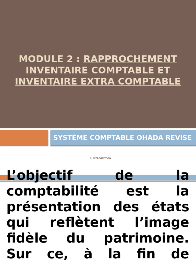 Rapprochement Inventaire Comptable OHADA | PDF | Comptabilité ...