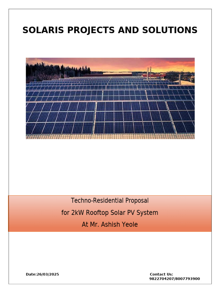 2kW Solar PV System Proposal | PDF | Solar Power | Photovoltaic System