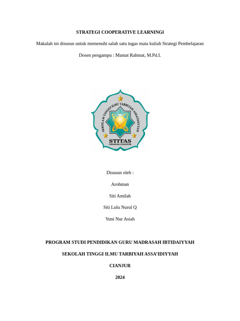 Sintak Strategi Pembelajaran Kooperatif | PDF