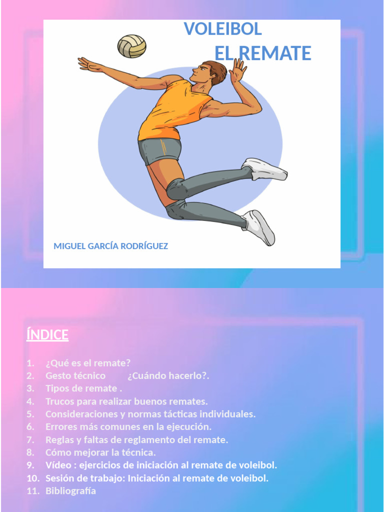 EL REMATE DE VOLEIBOL Y SESIÓN DE INICIACIÓN PPT | PDF | Vóleibol