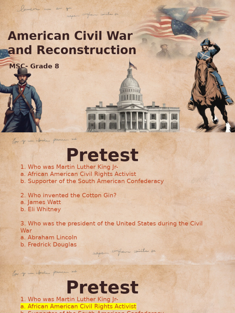 Civil War and Reconstruction - History - 8th Grade | PDF | American ...
