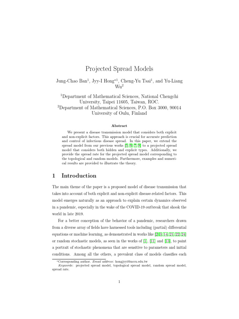 Projected Spread Models | PDF | Applied Mathematics