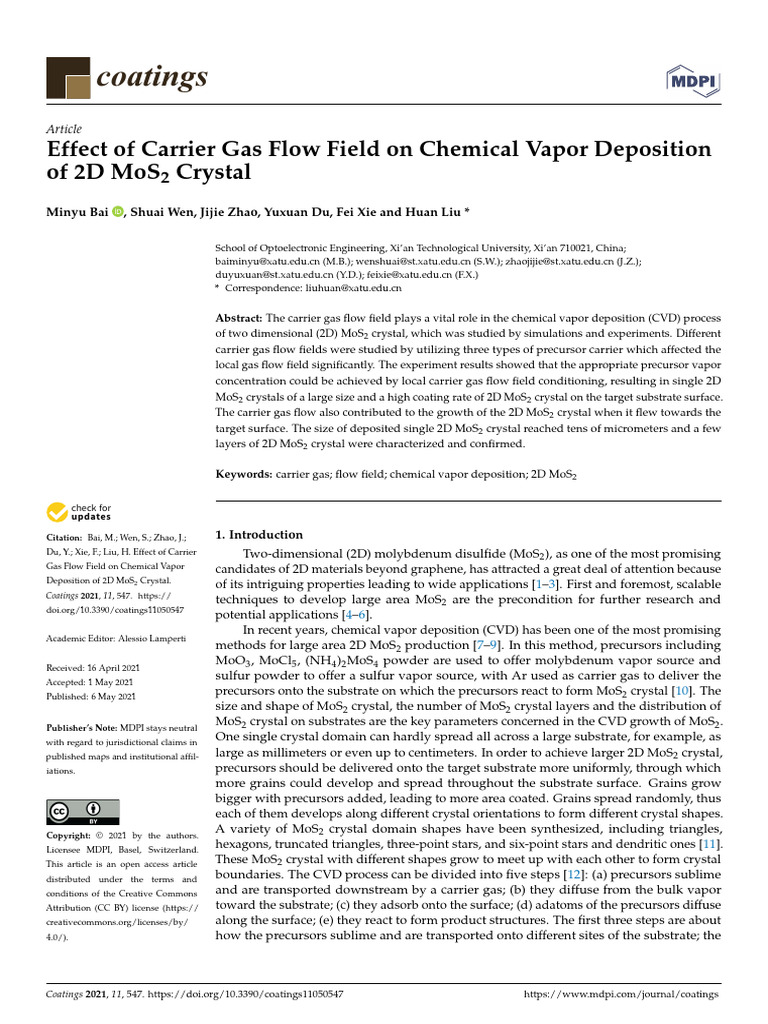 Effect of Carrier Gas Flow Field On Chemical Vapor | PDF | Chemical ...