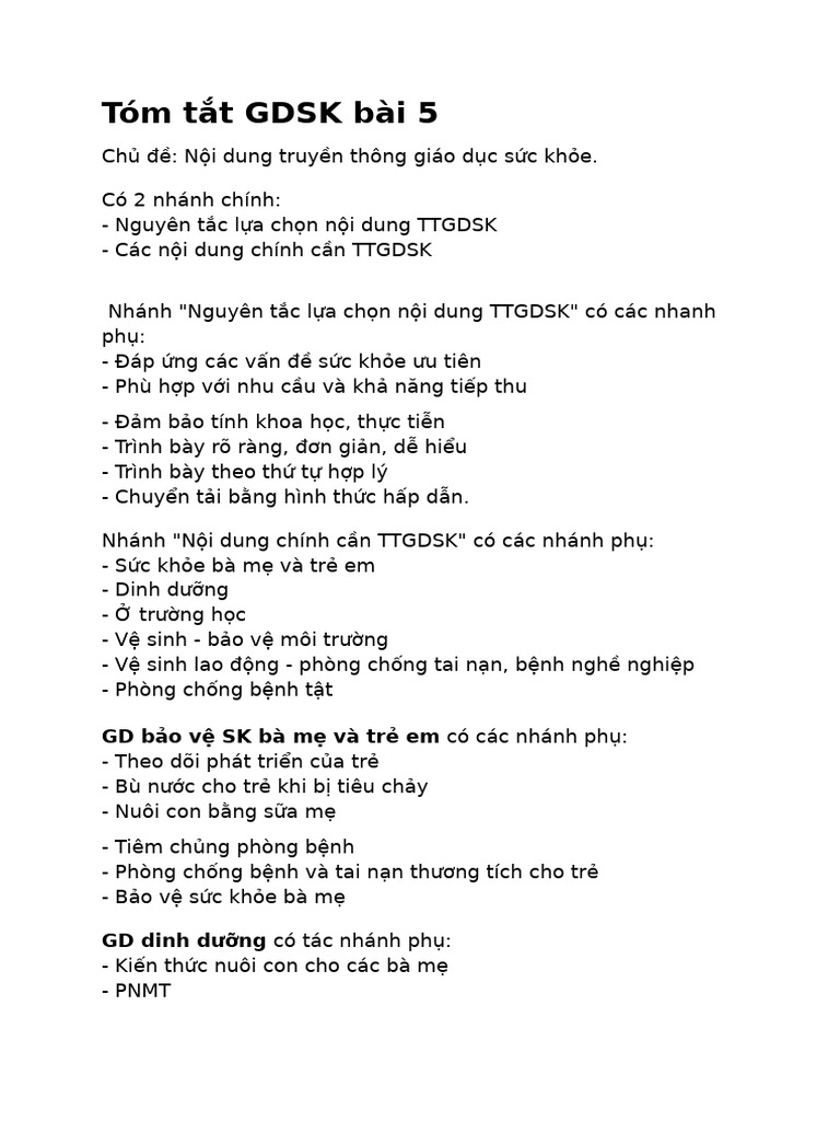 Tóm Tắt GDSK Bài 5 | PDF
