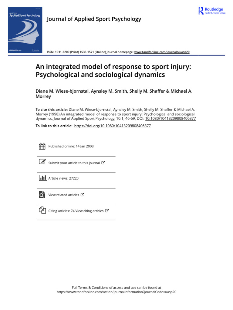 Integrated Model of Sport Injury Response | PDF | Self Efficacy ...